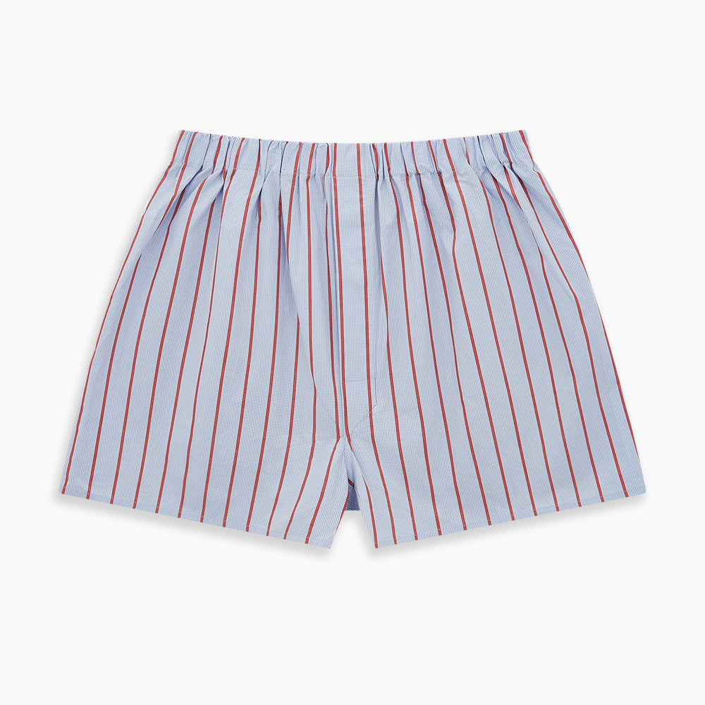 Pale Blue And Red Pinstripe Godfrey Boxer Shorts – Turnbull & Asser