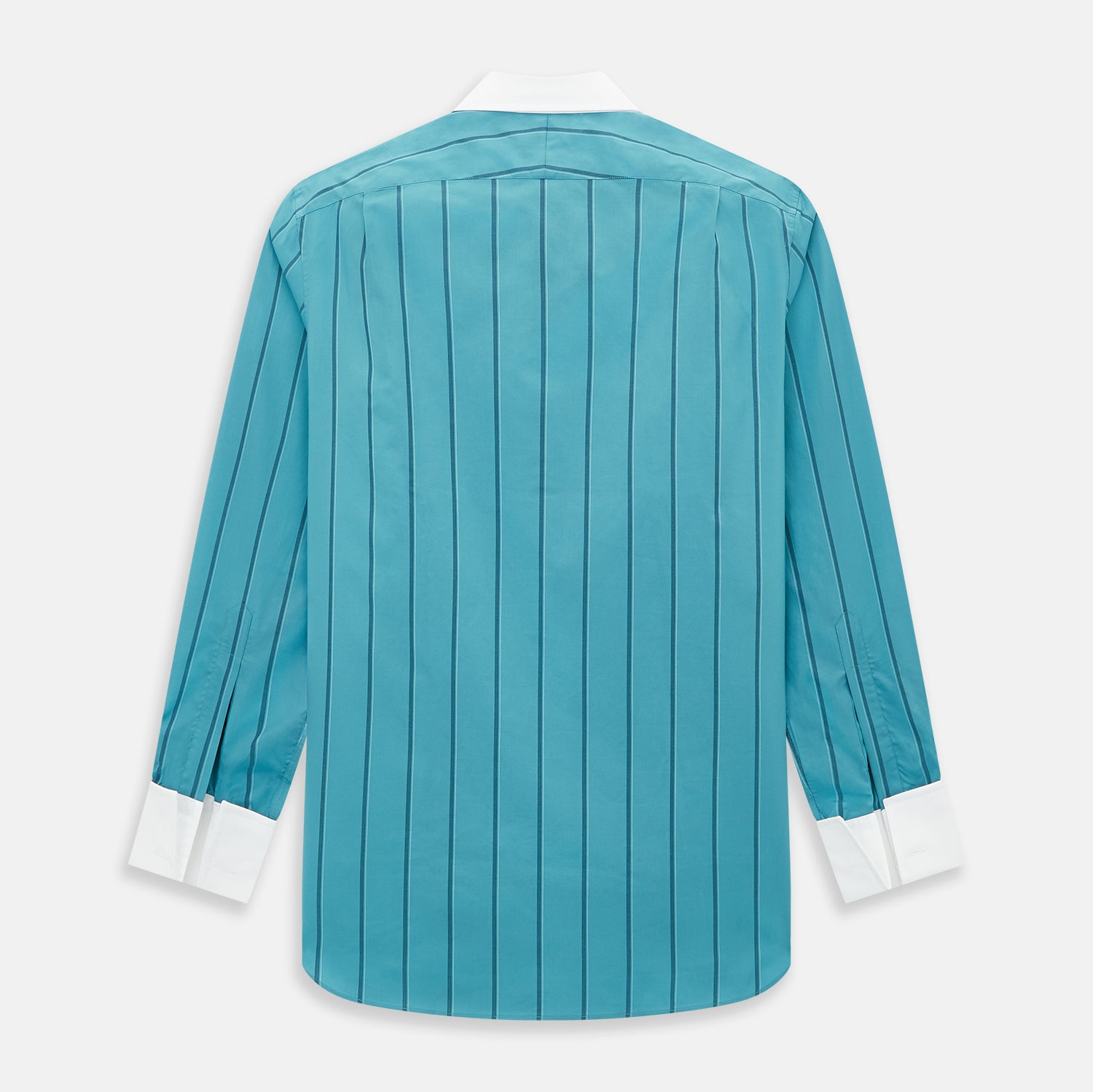 Turquoise Track Stripe Shirt with Contrast T&A Collar and Cuffs ...