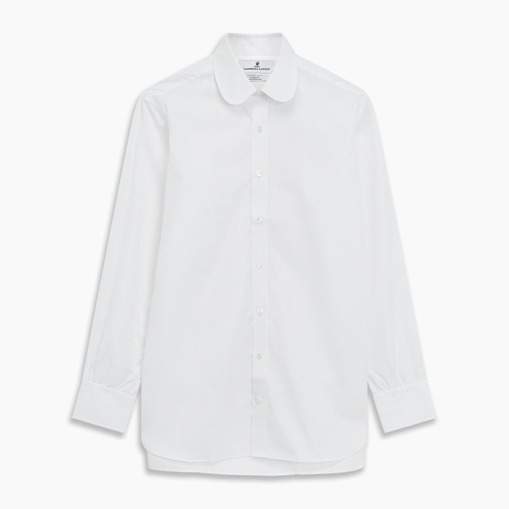 Plain White Regular Fit Cotton Shirt With Round Collar & 3 Button Cuff ...